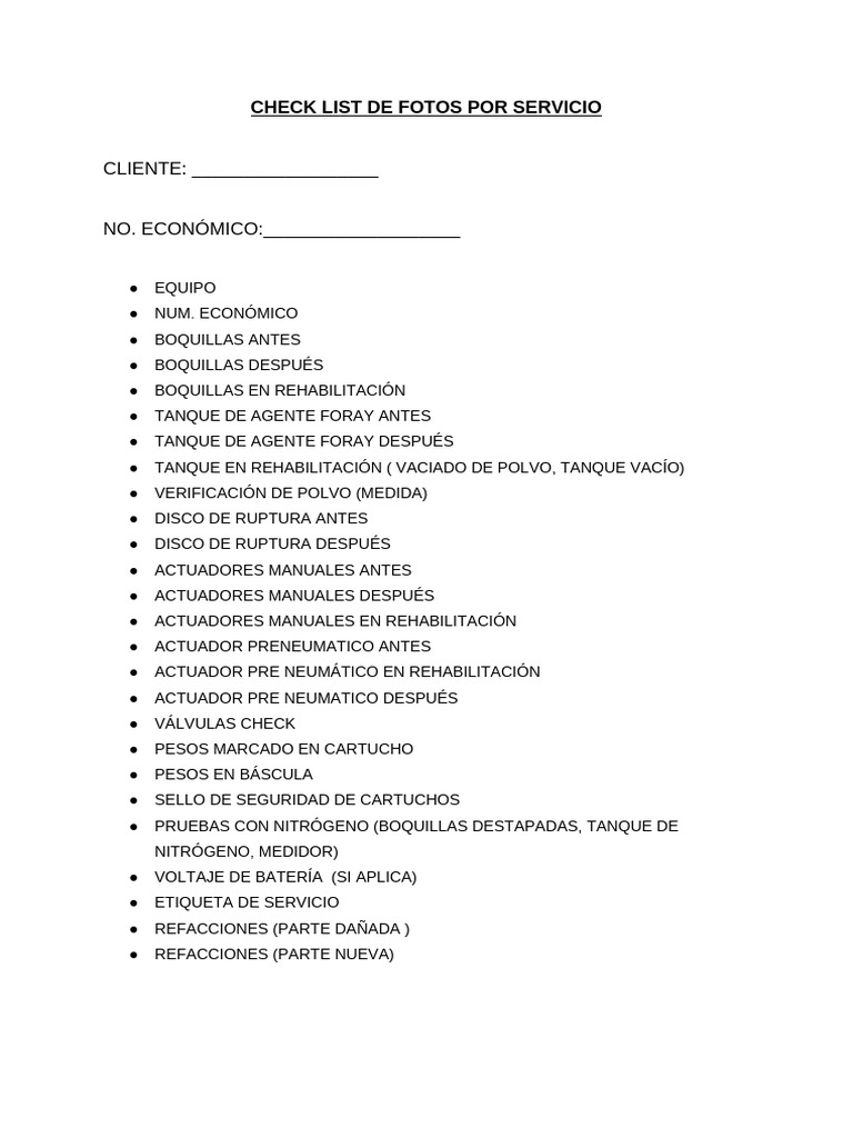 Checklist de Fotos para Servicios Técnicos | PDF