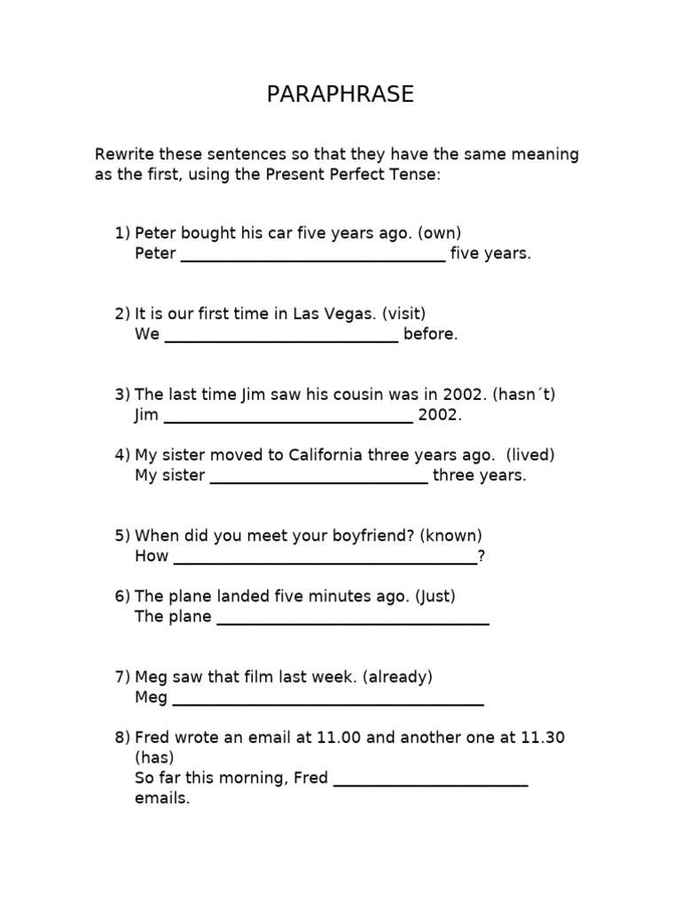 P Perfect Paraphrase | PDF