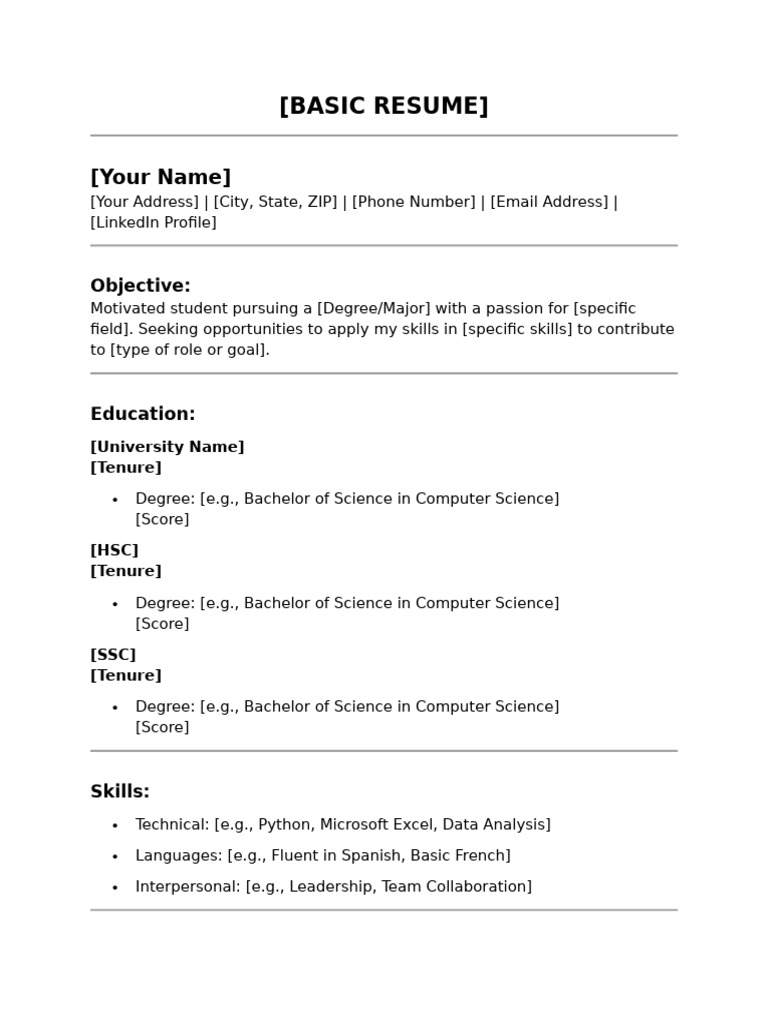 Template 1 - Basic Resume | PDF