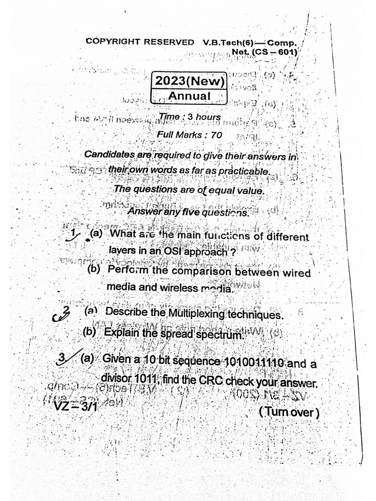 Computer Network 23,22,21,19,18 Pyq | PDF