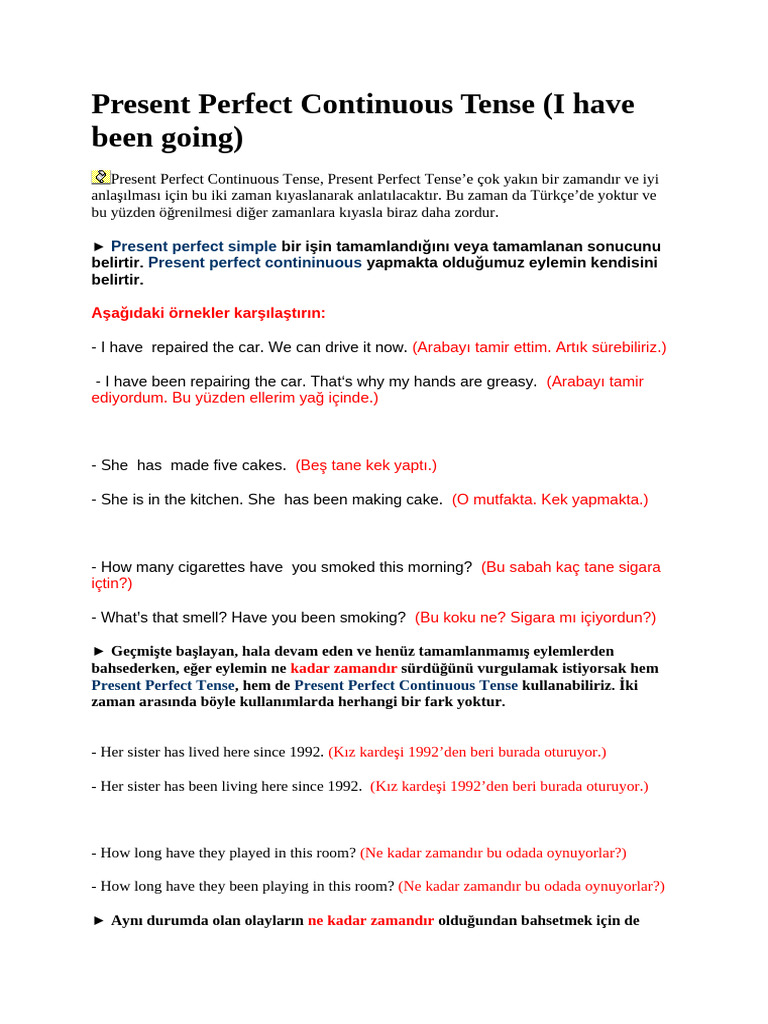 13-Present Perfect Continuous Tense (I Have Been Going) | PDF