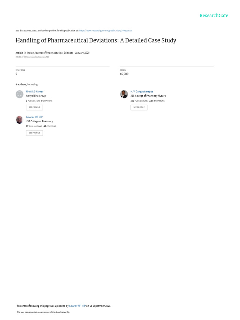 Handling of Pharmaceutical Deviations A Detailed C | PDF