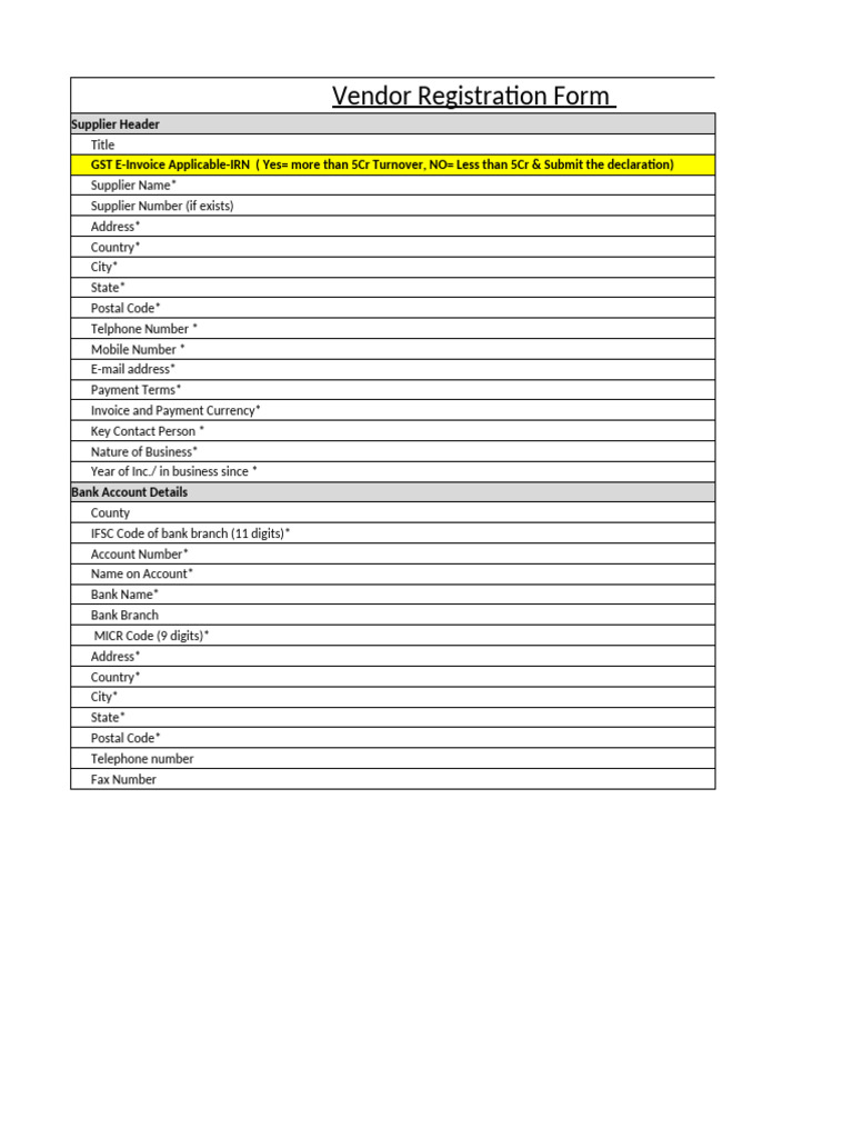 Vendor Registration Form (VRF) | PDF