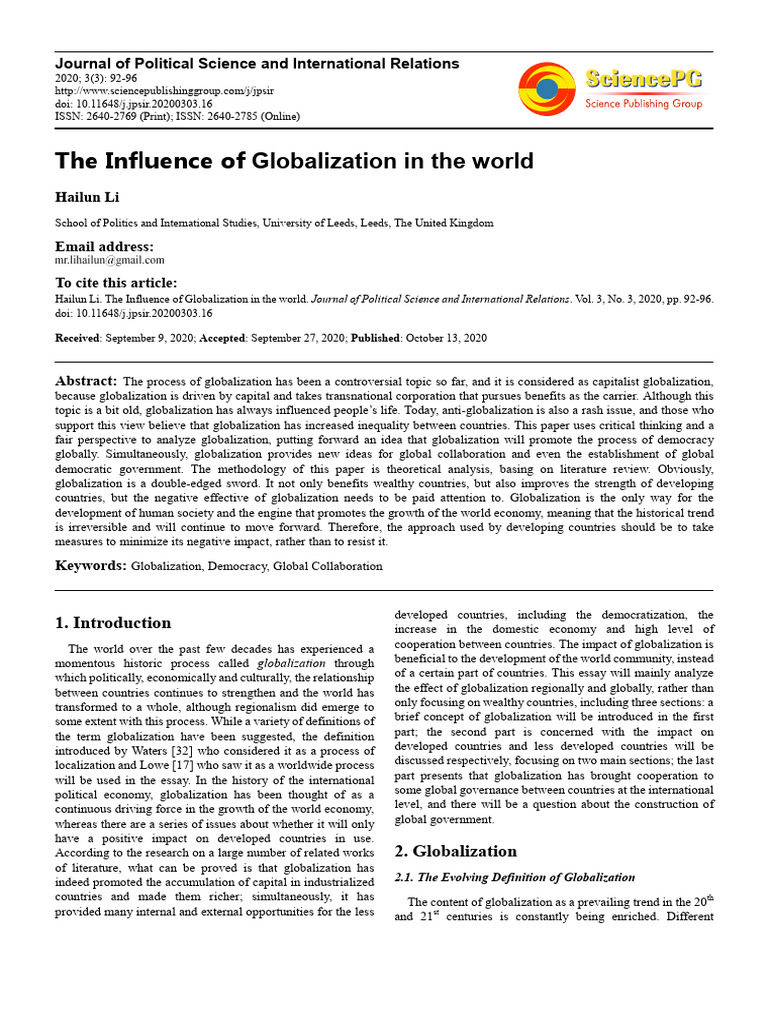 The_Influence_of_Globalization_in_the_world | PDF | Globalization ...