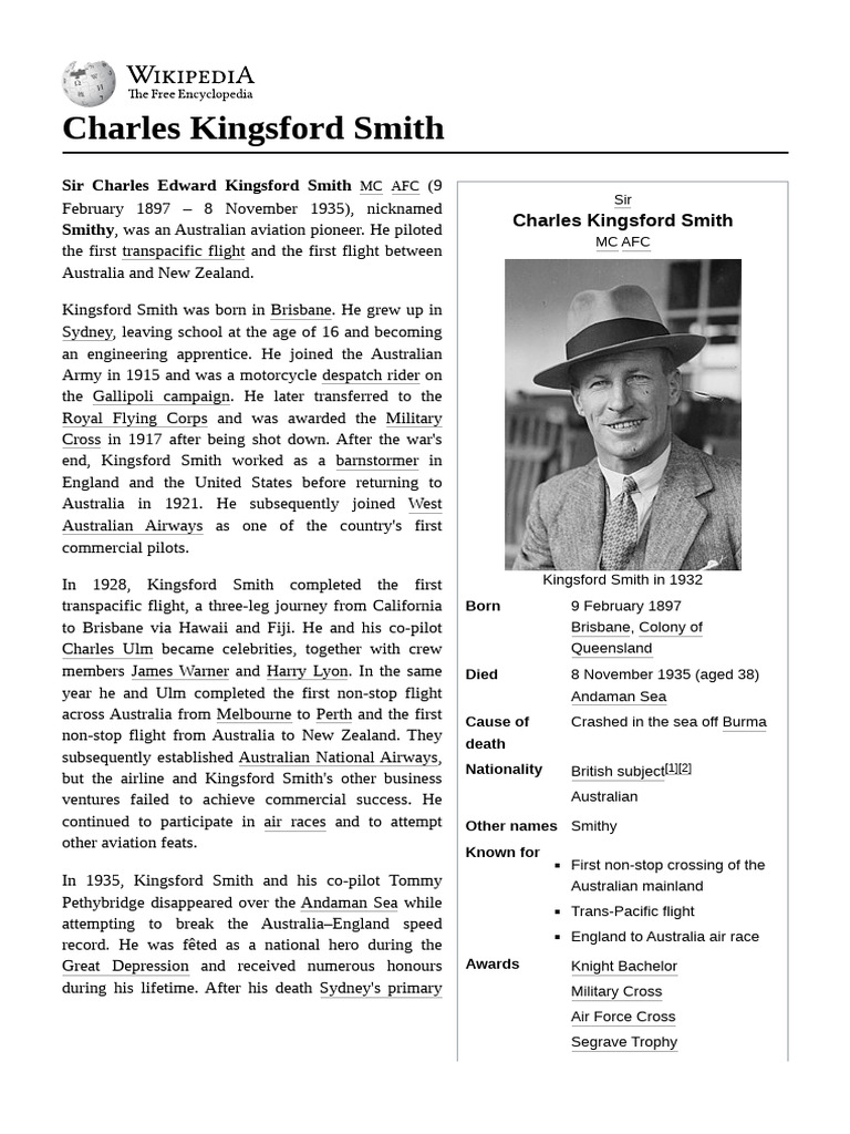 Charles_Kingsford_Smith | PDF | Aviation