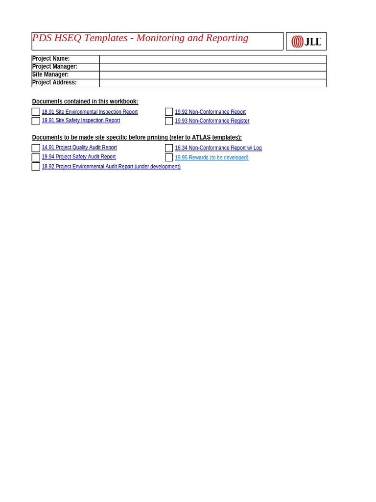 HSEQ Monitoring and Reporting Templates | PDF | Stormwater | Rectifier