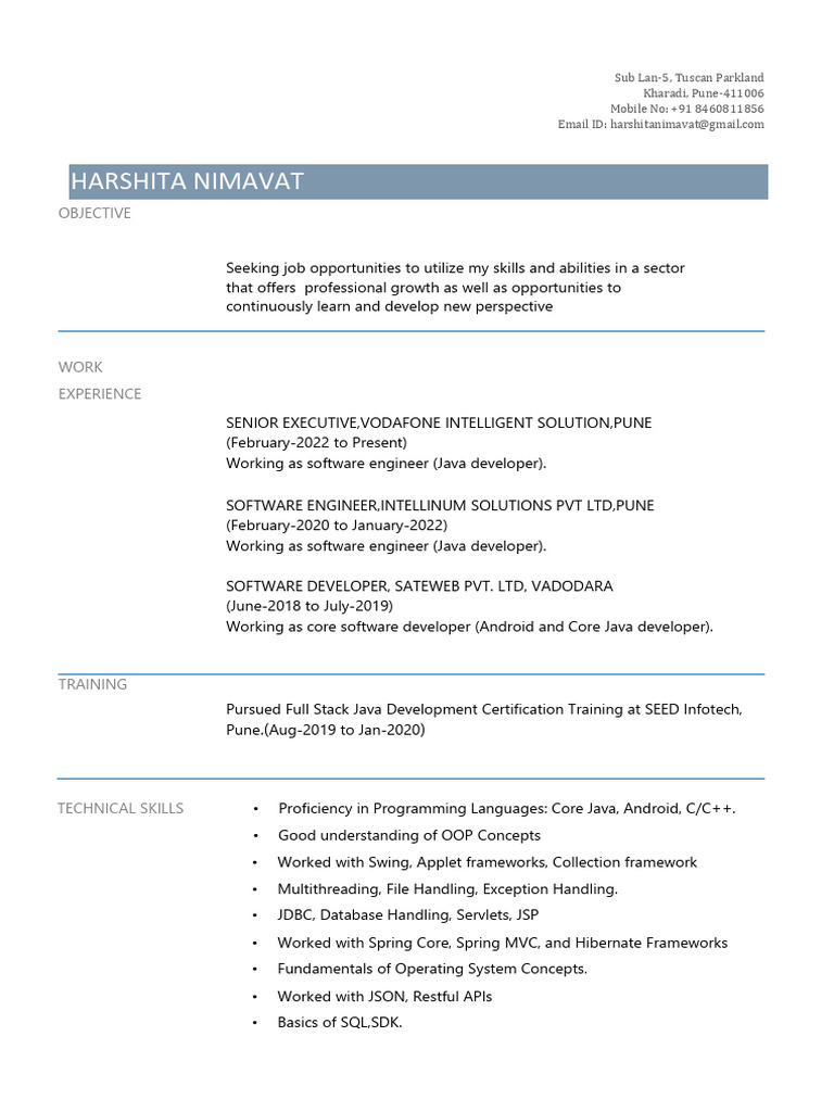 Resume Harshita 11 05 23 | PDF | Java (Programming Language) | Cloud Computing