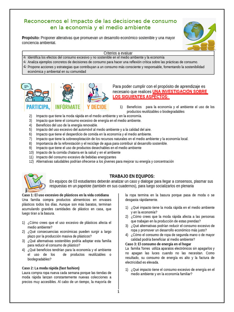 TEMA O8 Decisiones y Consecuencias en La Economia y Ambiente - DOCENTE ...