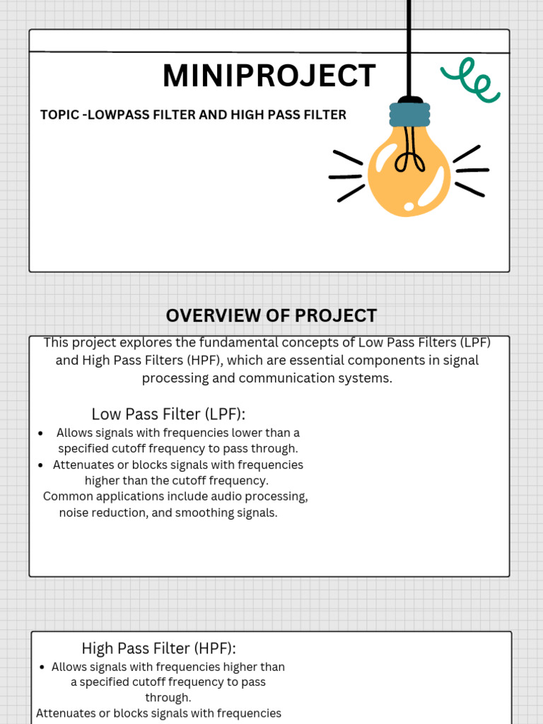Lowpass And Highpass Filter Project Pdf Low Pass Filter Filter Signal Processing