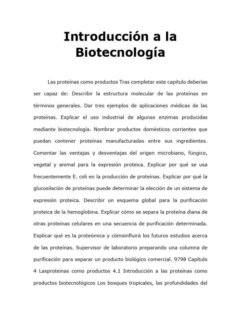 Introducción a La Biotecnología 4 | PDF | Proteínas | Estructura biomolecular