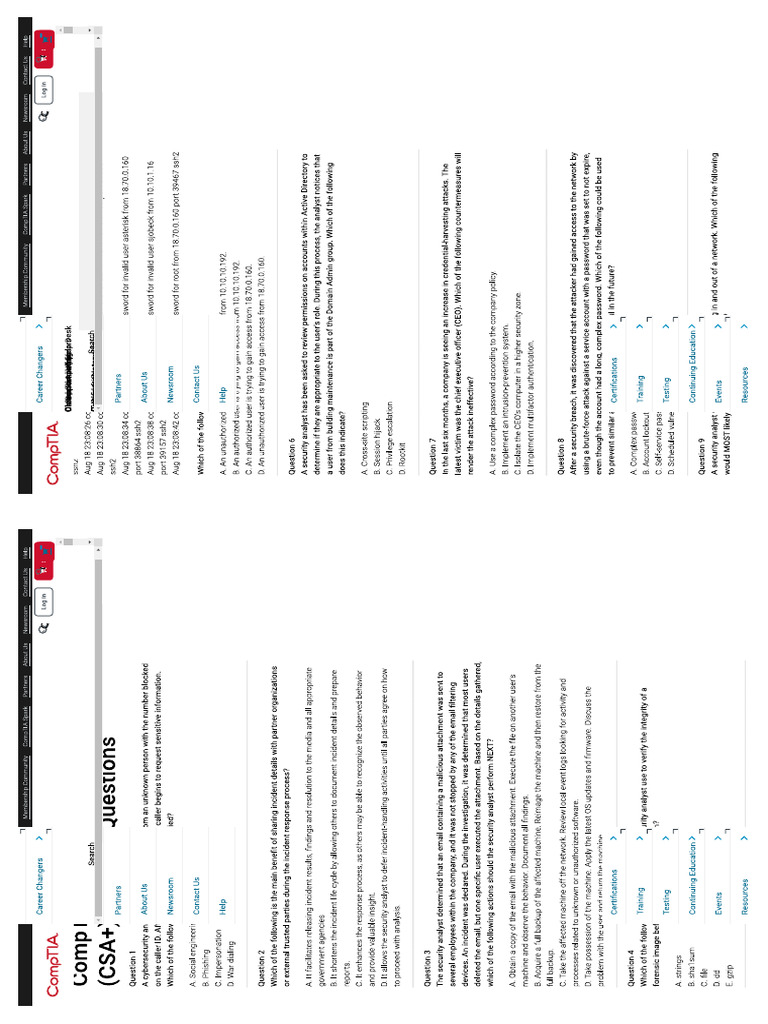 CySA+ Practice Questions - Sample Quest.. | PDF