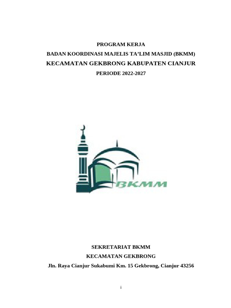 Program Kerja BKMM | PDF