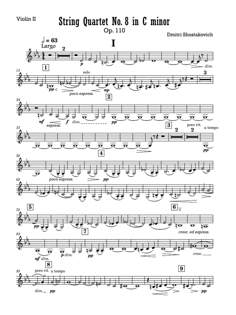 String Quartet No. 8 in C Minor-Violin II | PDF | Tempo | Musical Compositions