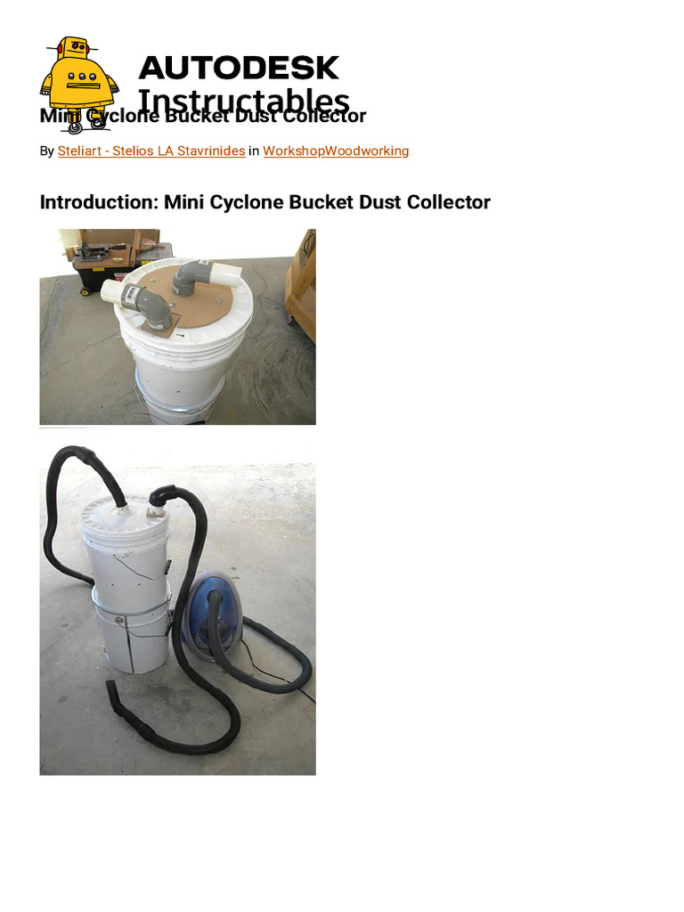 Mini Cyclone Bucket Dust Collector - 7 Steps - Instructables | PDF ...
