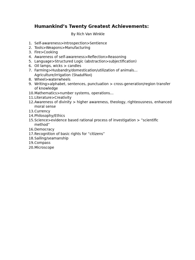 Top 20 Human Achievements Explained | PDF