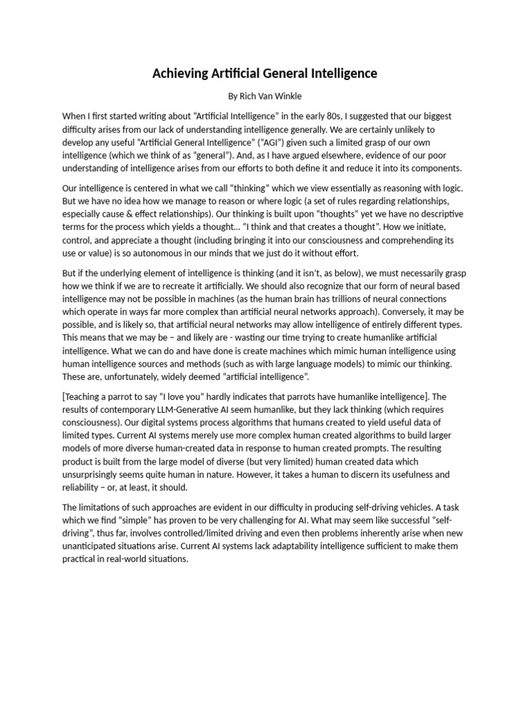 Understanding Artificial General Intelligence | PDF | Thought ...