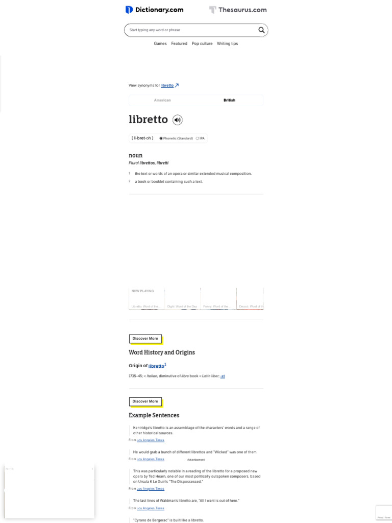 LIBRETTO Definition & Meaning _ Dictionary.com | PDF | Language ...