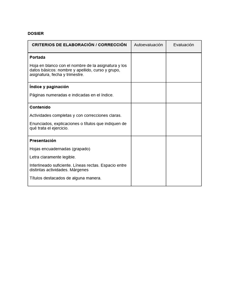 Criterios Dosier | PDF