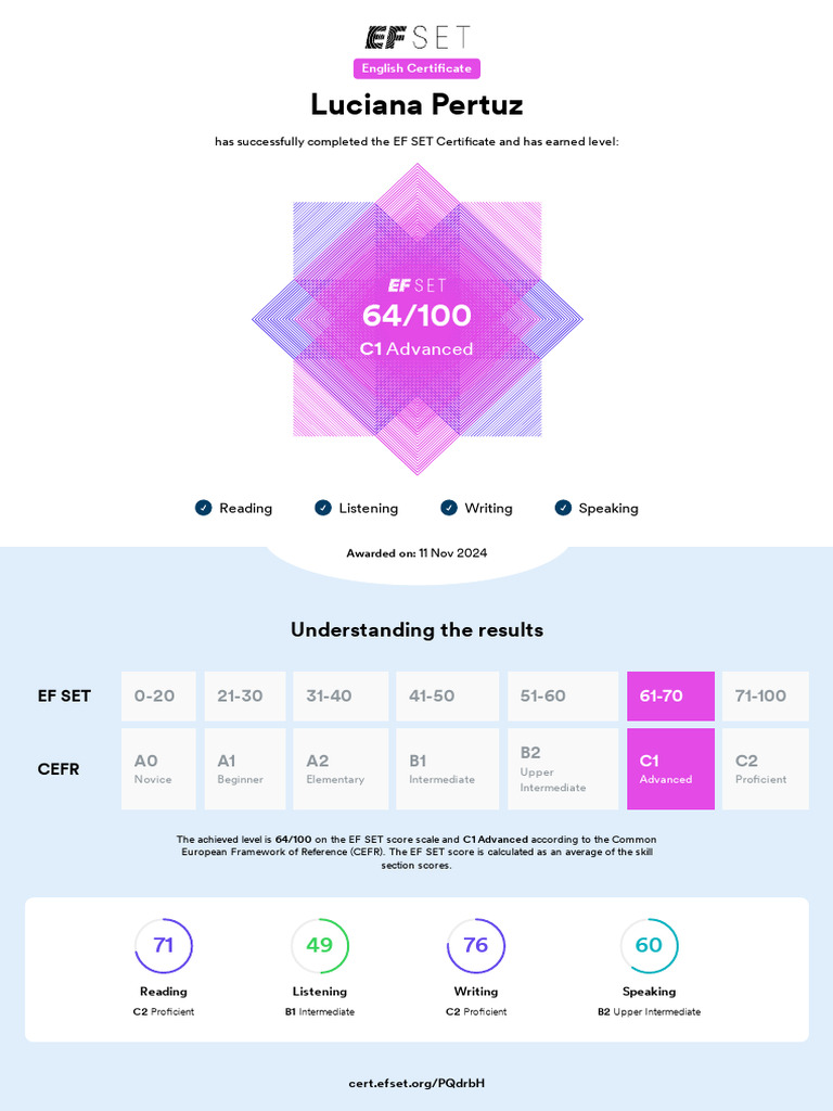 EF SET Certificate | PDF