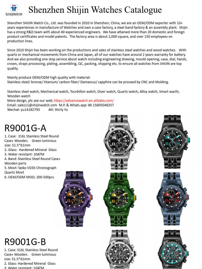 Shenzhen Shijin Watches Catalogue | PDF | Watch | Stainless Steel