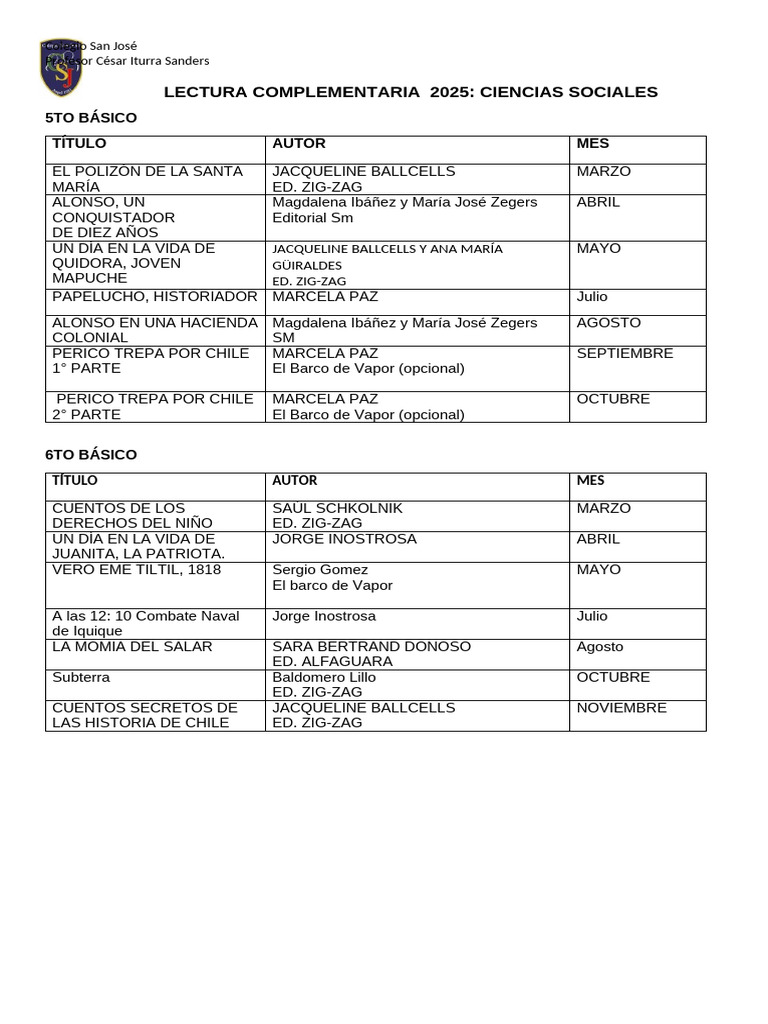 Lectura Complementaria 2025 | PDF | Chile