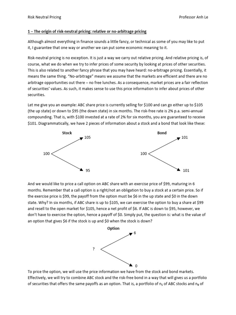 Risk-Neutral Pricing Explained | PDF | Option (Finance) | Stocks