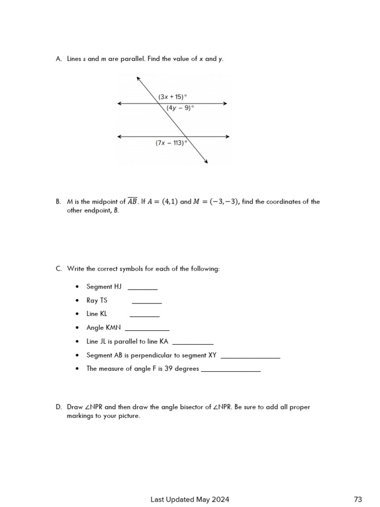 Geometry Problems: Lines, Angles, and Midpoints | PDF