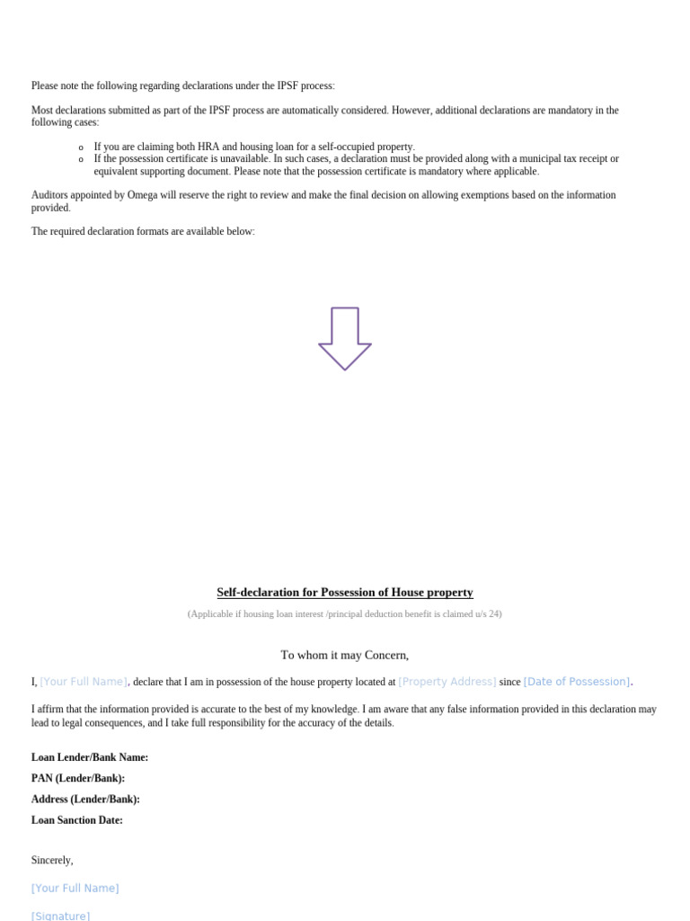 What Declaration Formats Are Needed | PDF | Loans | Payments