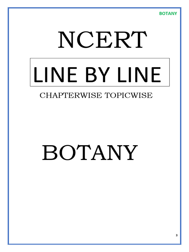 NCERT LINE BY LINE BOTANY & ZOOLOGY | PDF | Taxonomy (Biology) | Genus