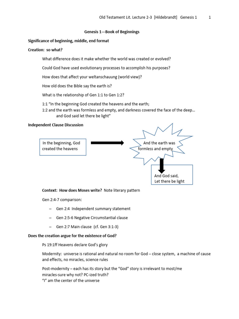 OTLit_Lecture02_3_Genesis1_StudentNotes | PDF | Genesis Creation ...