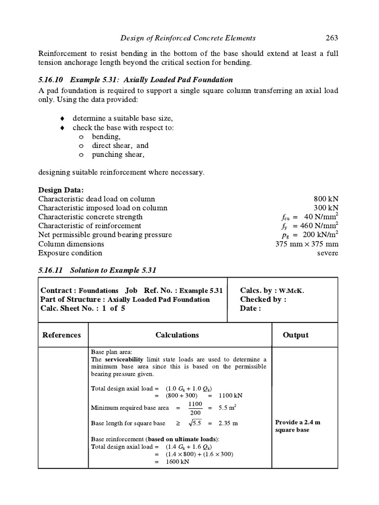 Single Footing Design According To BS 8110 | PDF