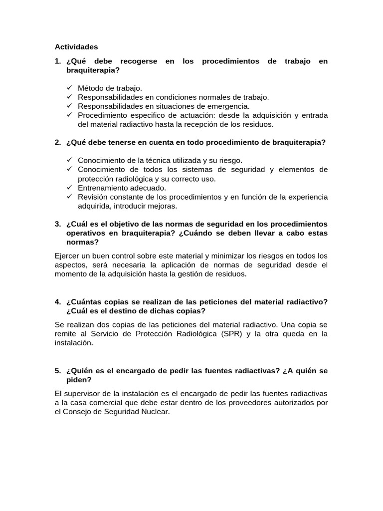 Actividades Braqui Tema 4 | PDF | Desintegración radioactiva | Protección de radiación