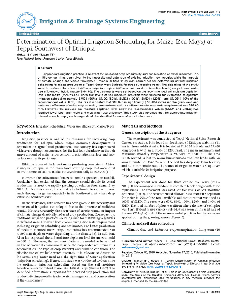 Irrigation and Drainage Systems Engineer | PDF | Irrigation | Maize