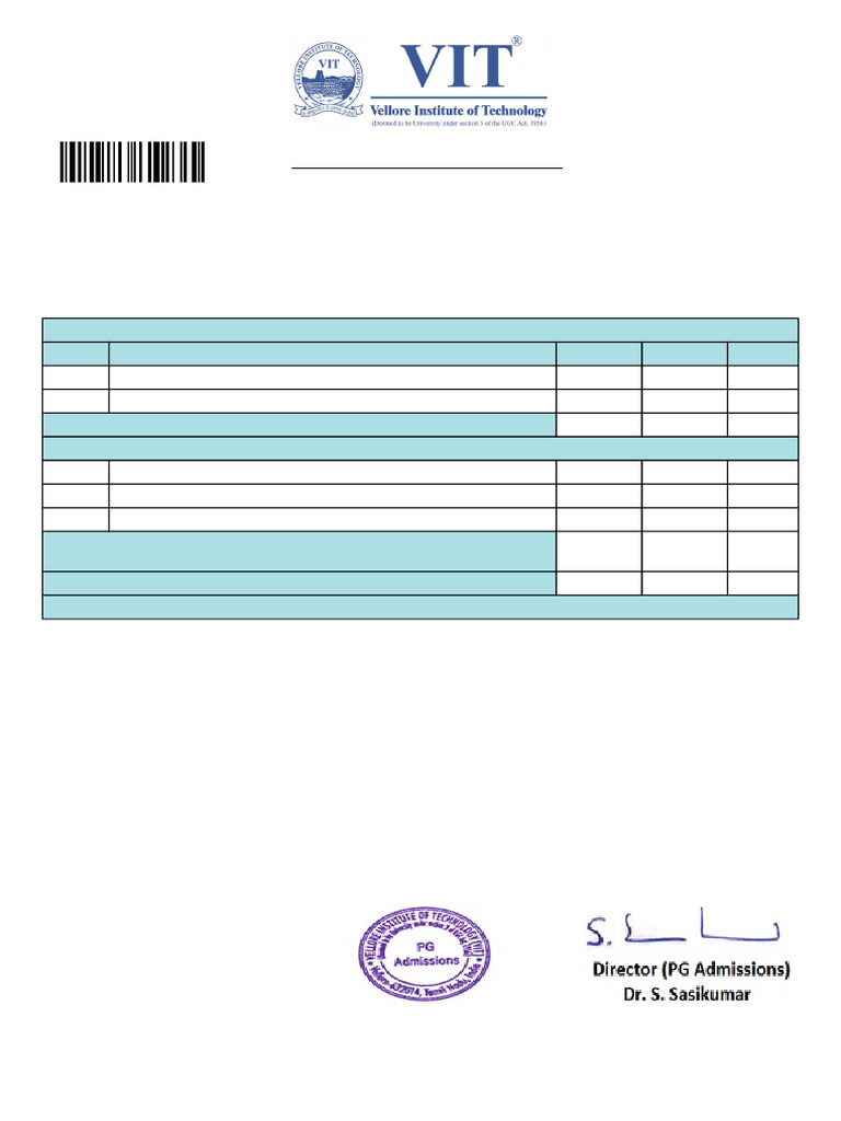 VIT Letter of Acceptance | PDF