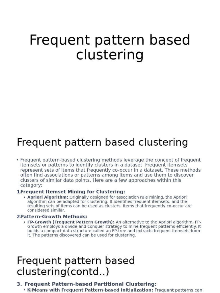 4 Frequent Pattern Based Clustering Pdf Cluster Analysis Computer Programming