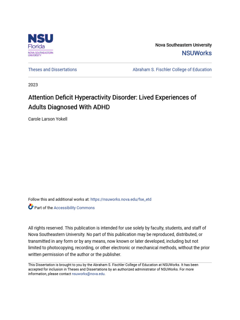 Attention Deficit Hyperactivity Disorder_ Lived Experiences of Ad | PDF | Attention Deficit ...