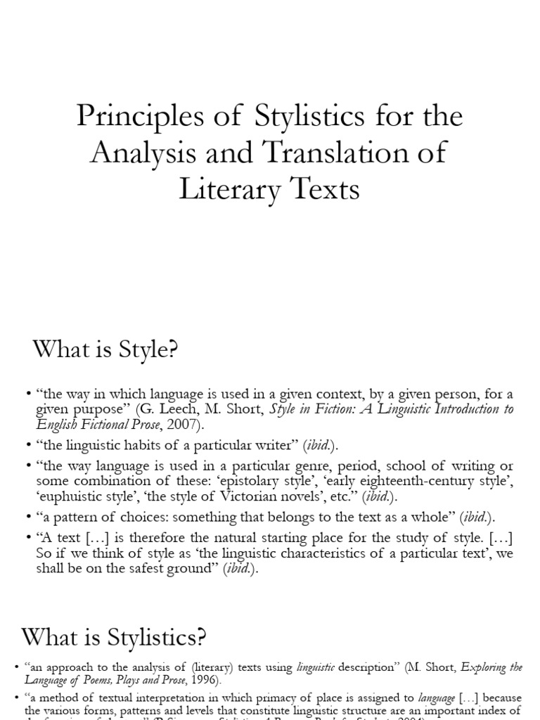 Principles of Stylistics (For Translation) | PDF | Narration | Linguistics