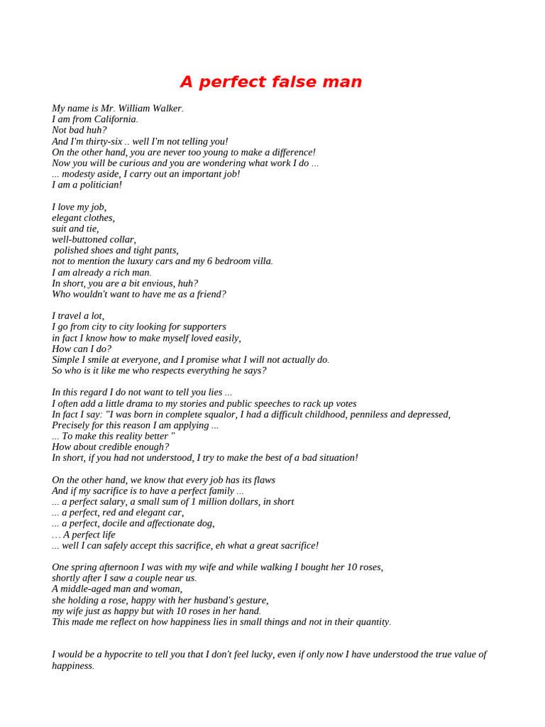 A Perfect False Man | PDF