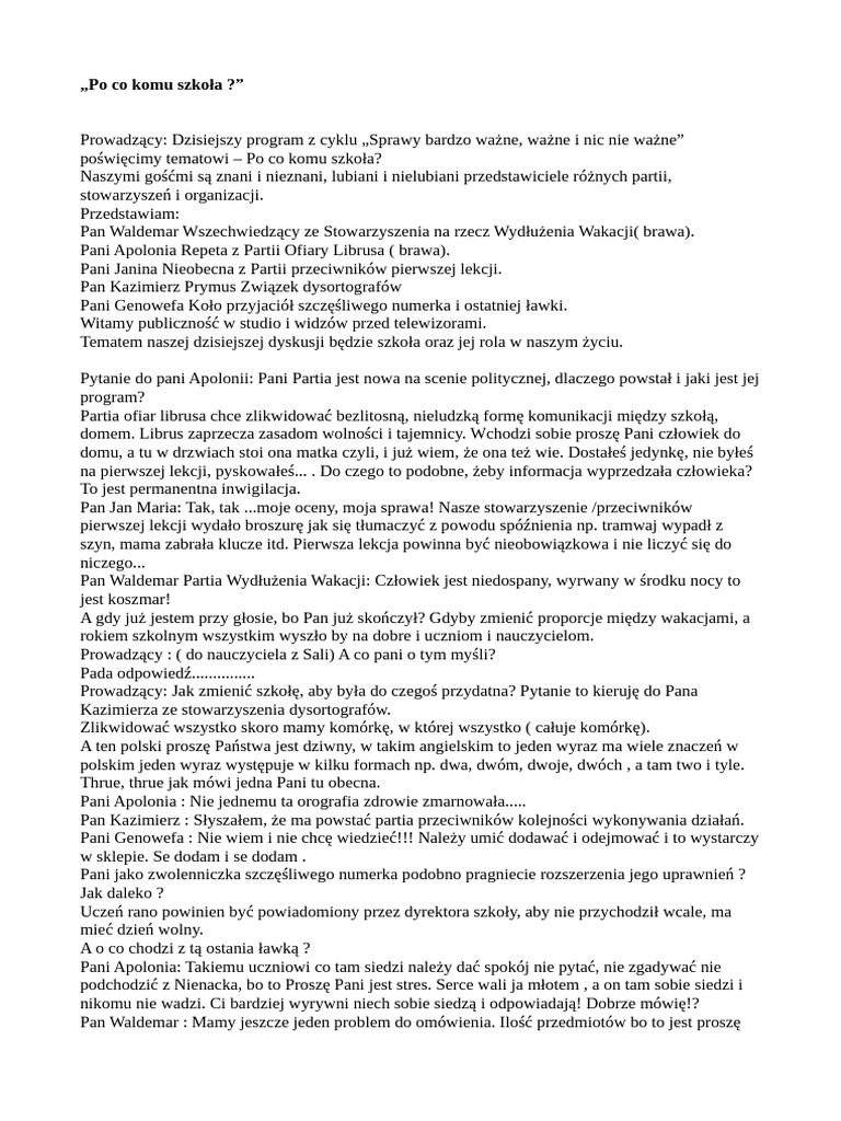 Po Co Komu Szkoła | PDF