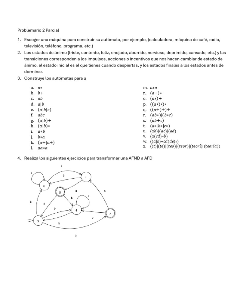 Ejercicios de Autómatas | PDF
