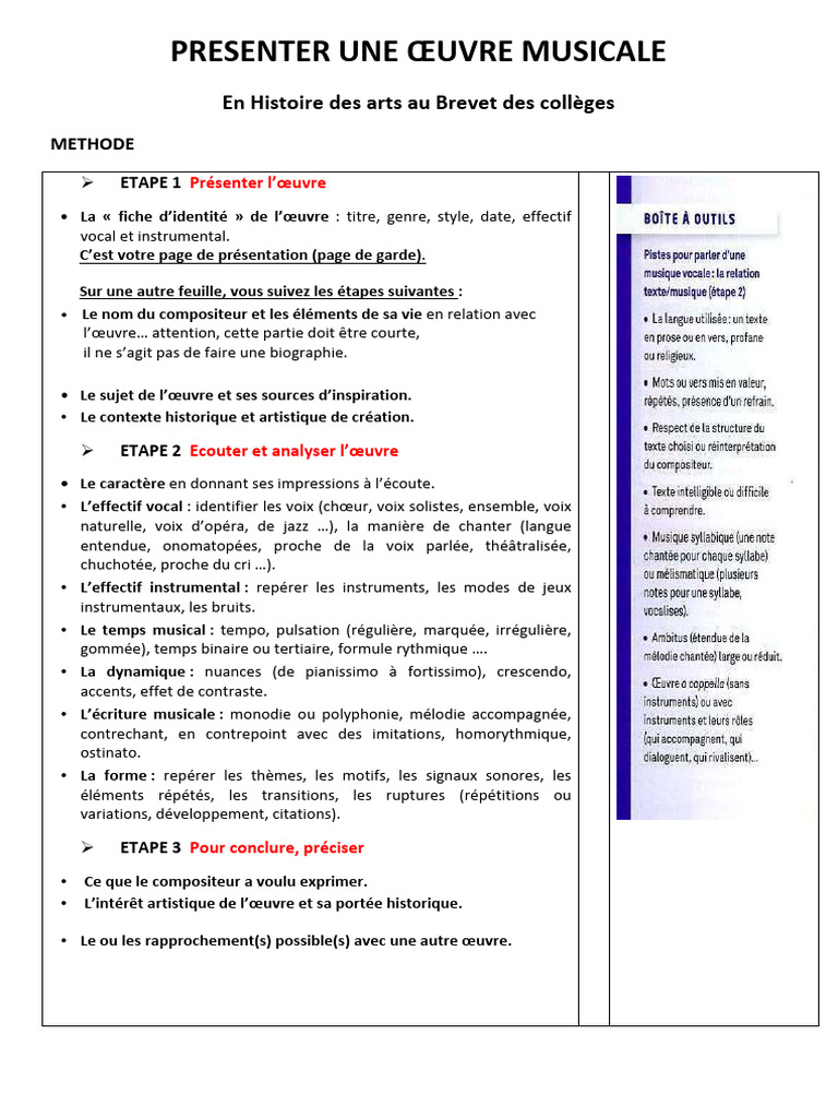 Présenter Une Oeuvre Musicale | PDF | Musicologie | Compositions musicales
