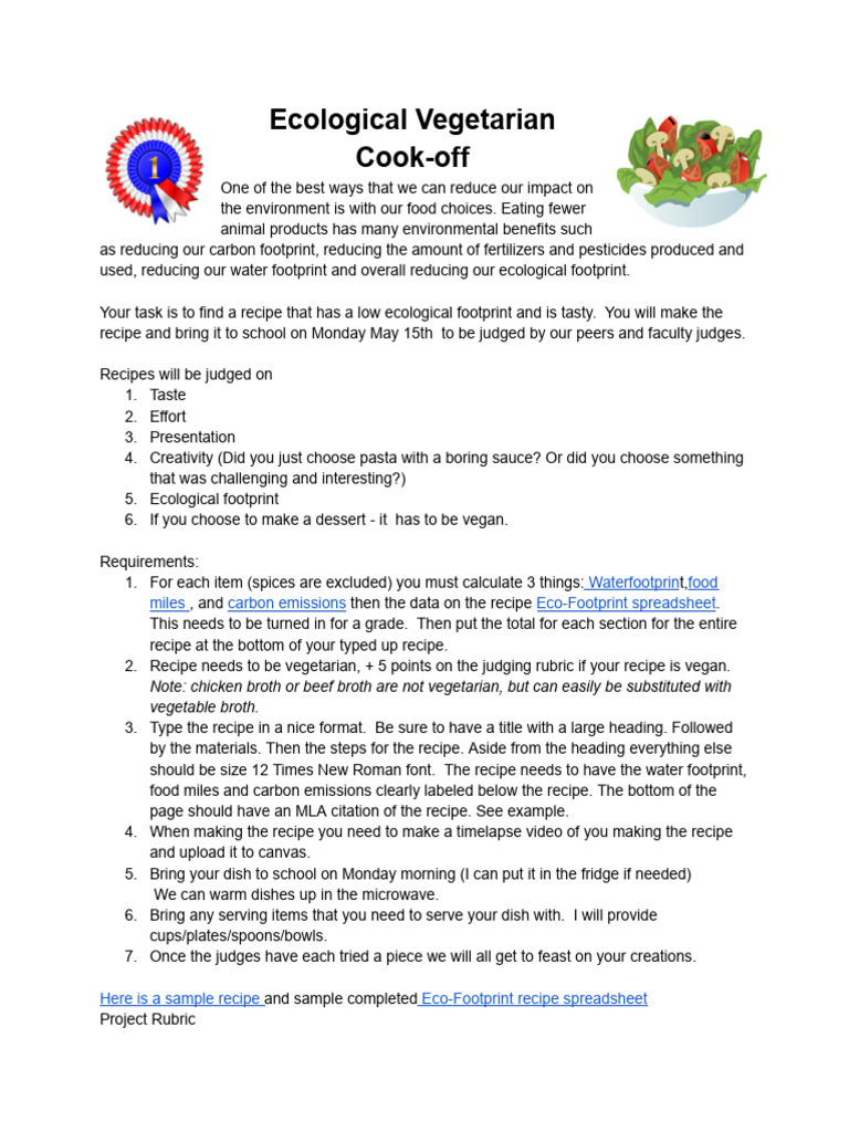 APES Vegetarian Cook-Off Project | PDF | Vegetarianism | Veganism