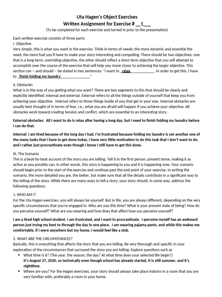 Uta Hagen Object Exercises Guide | PDF | Behavioural Sciences | Psychology