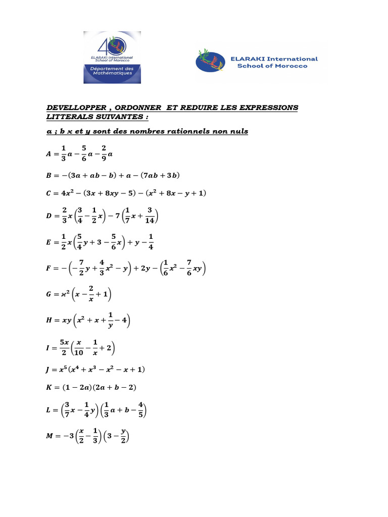 Calcul Littéral 2 | PDF