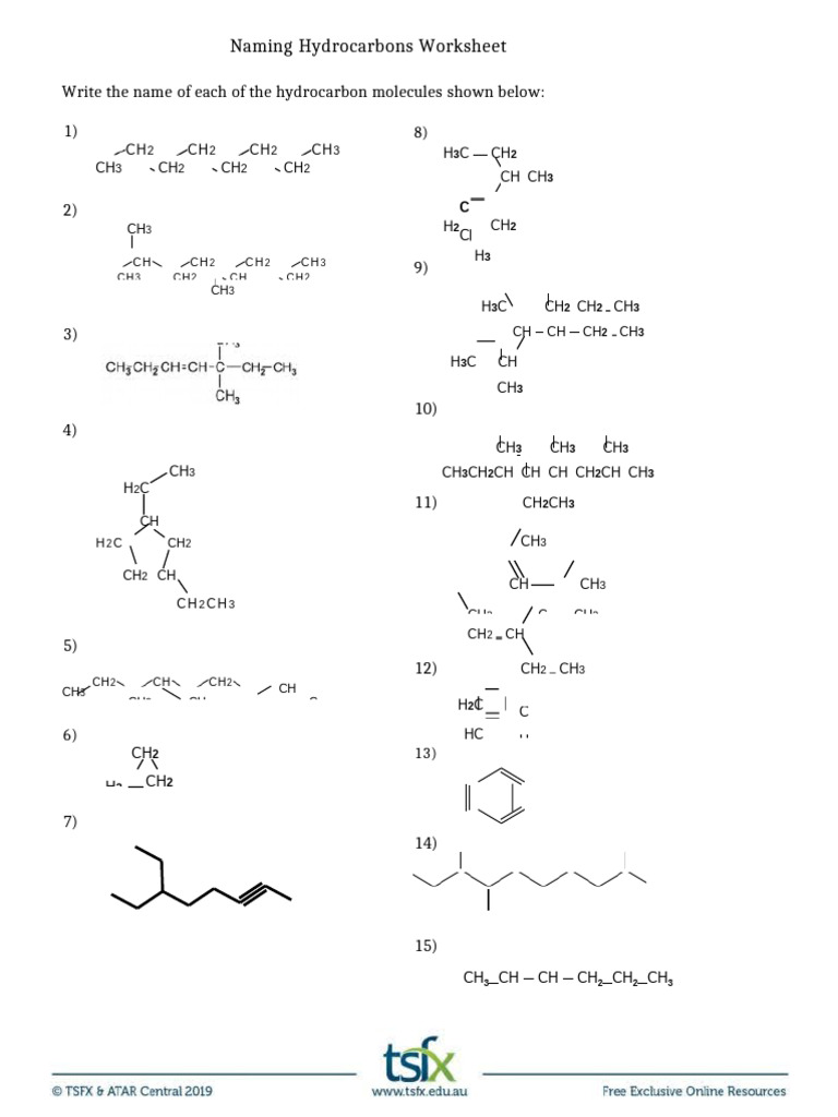 Naming Hydrocarbons Worksheet1 Key 12-26-08.docx-No-Key | PDF ...