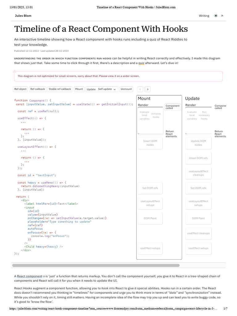 Timeline of A React Component With Hooks | PDF | Document Object Model ...