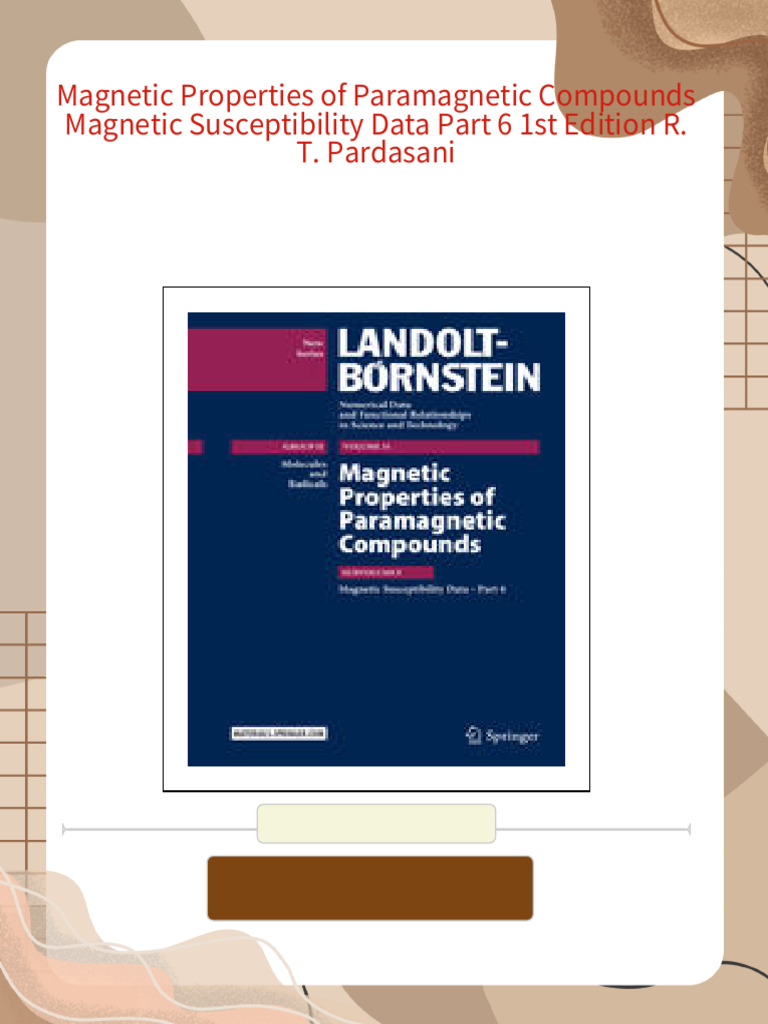 Magnetic Properties of Paramagnetic Compounds Magnetic Susceptibility ...