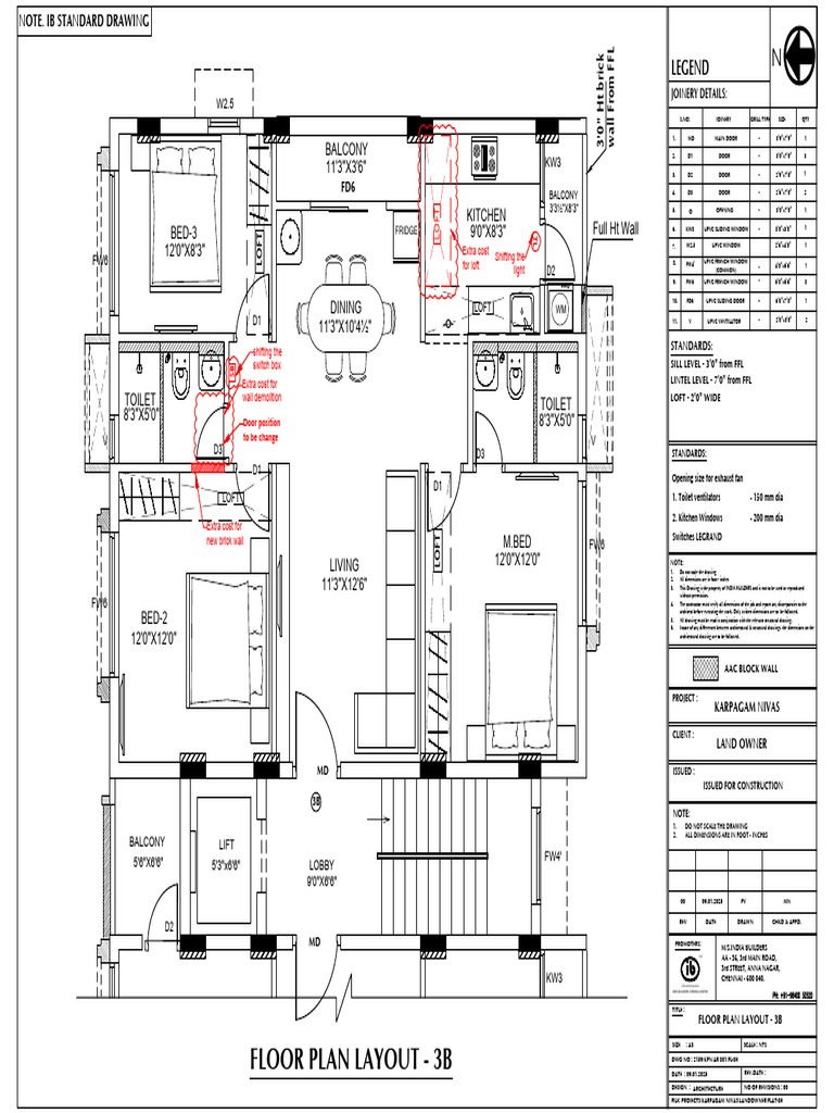 FLAT-3B-FLOOR PLAN (1) | PDF | Real Estate | Architectural Design