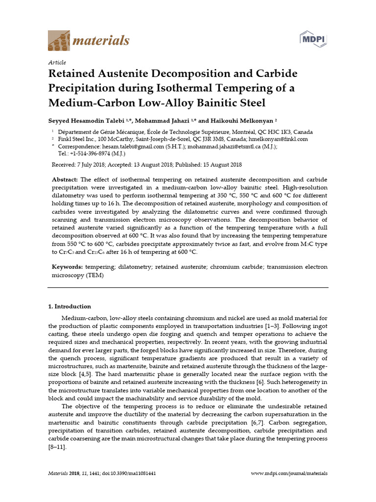 Austenite Decomposition in Bainitic Steel | PDF | Physical Sciences ...