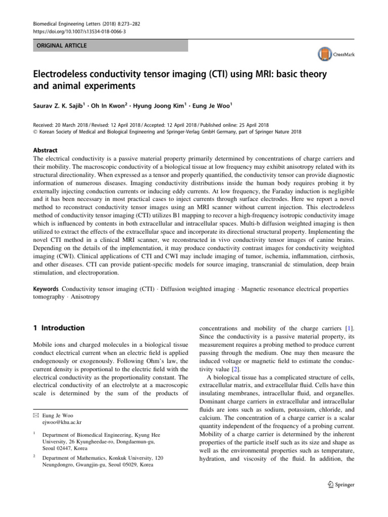 Electrodeless conductivity tensor imaging (CTI) using MRI basic ...
